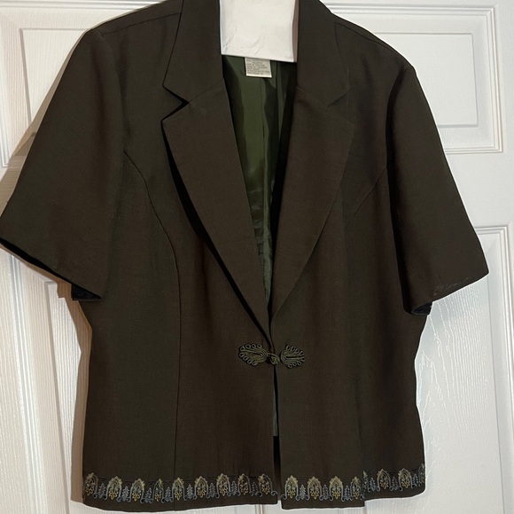 Koret | Jackets & Coats | Koret Dark Olive Short Sleeve Blazer With ...